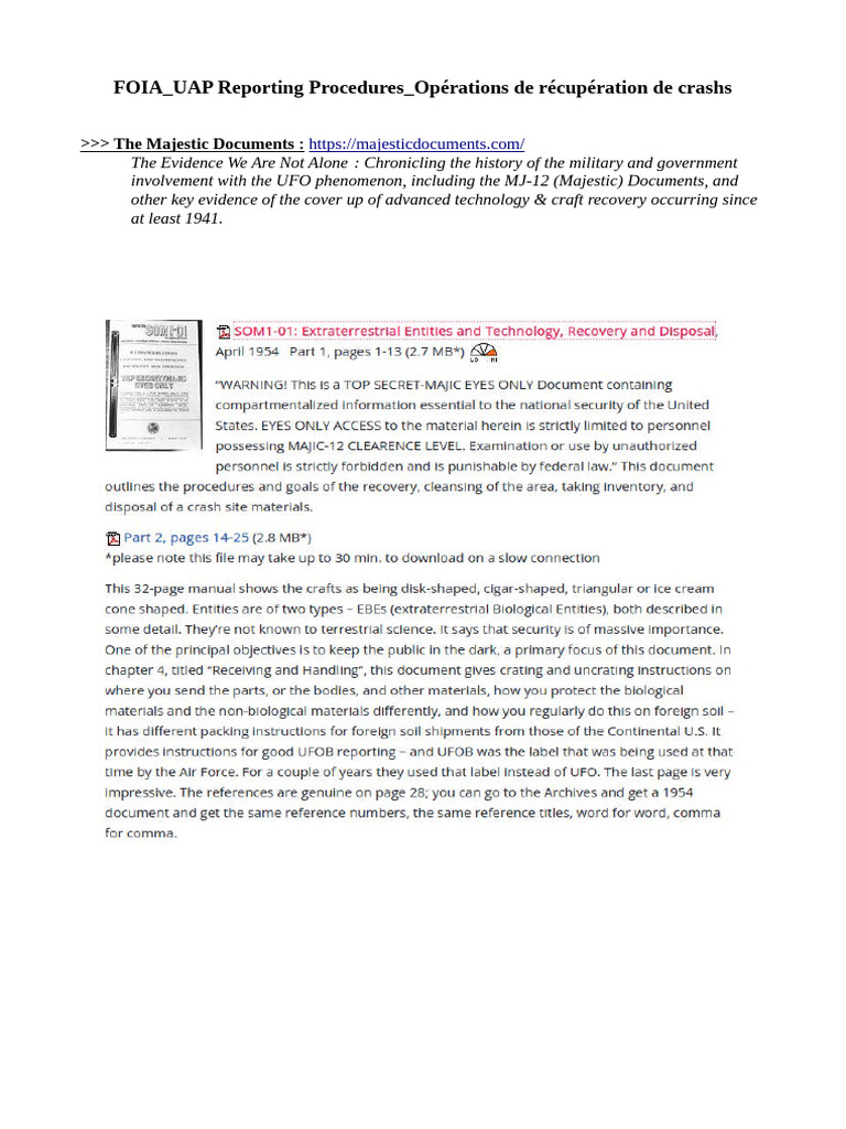 FOIA - UAP Reporting Procedures - Opérations de Récupération de Crashs ...