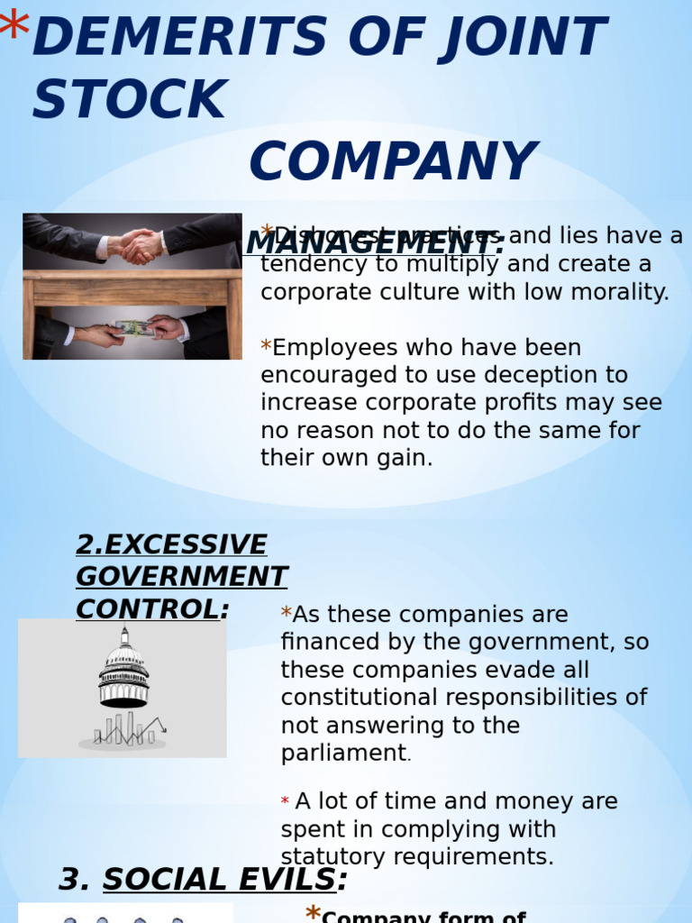 Demerits of Joint Stock Companies | PDF