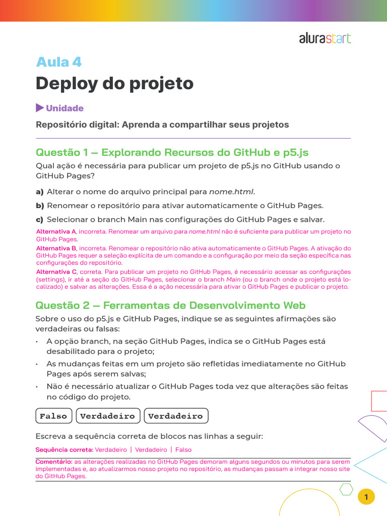 Repositório Digital - Aprenda A Compartilhar Seus Projetos - Exercícios - AULA4 - PROF | PDF ...