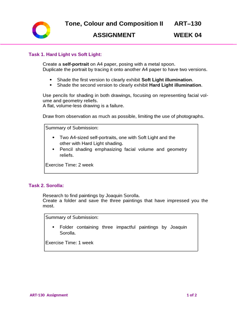 ART130 Assignment Week04 | PDF