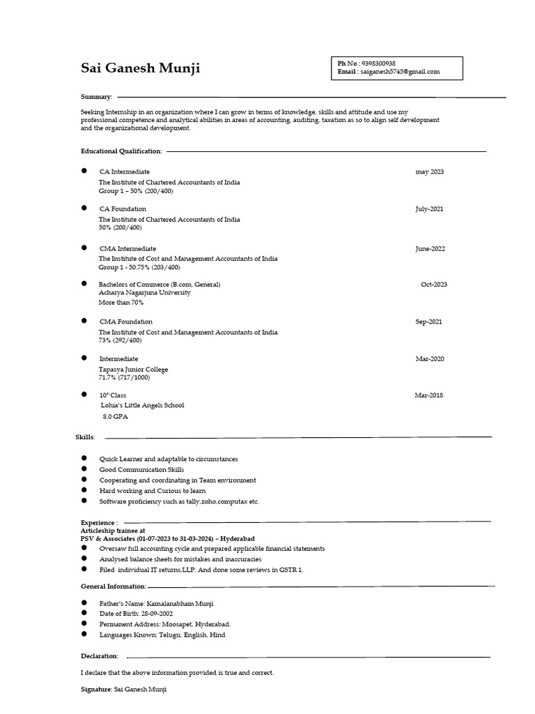 Ganesh Resume New | PDF | Business | Learning