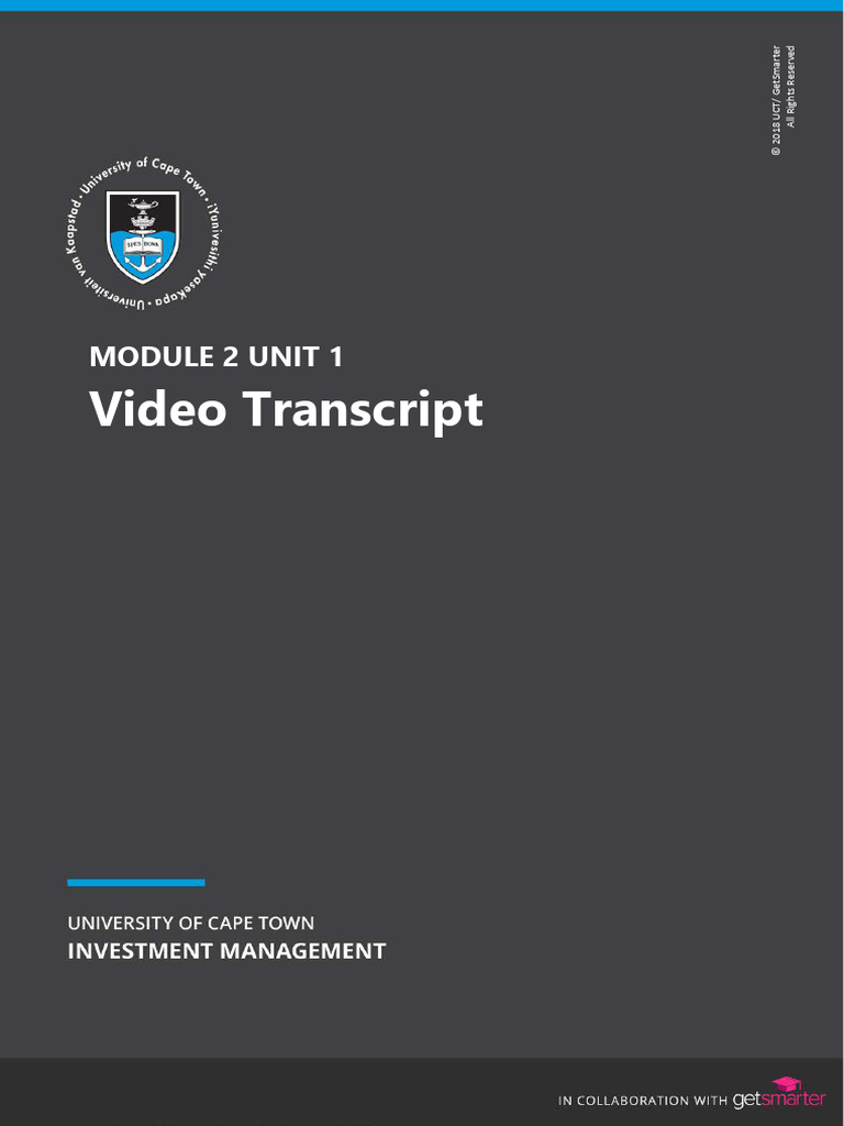 UCT IVM M2U1 Video Transcript | PDF | Economic Equilibrium | Business Economics