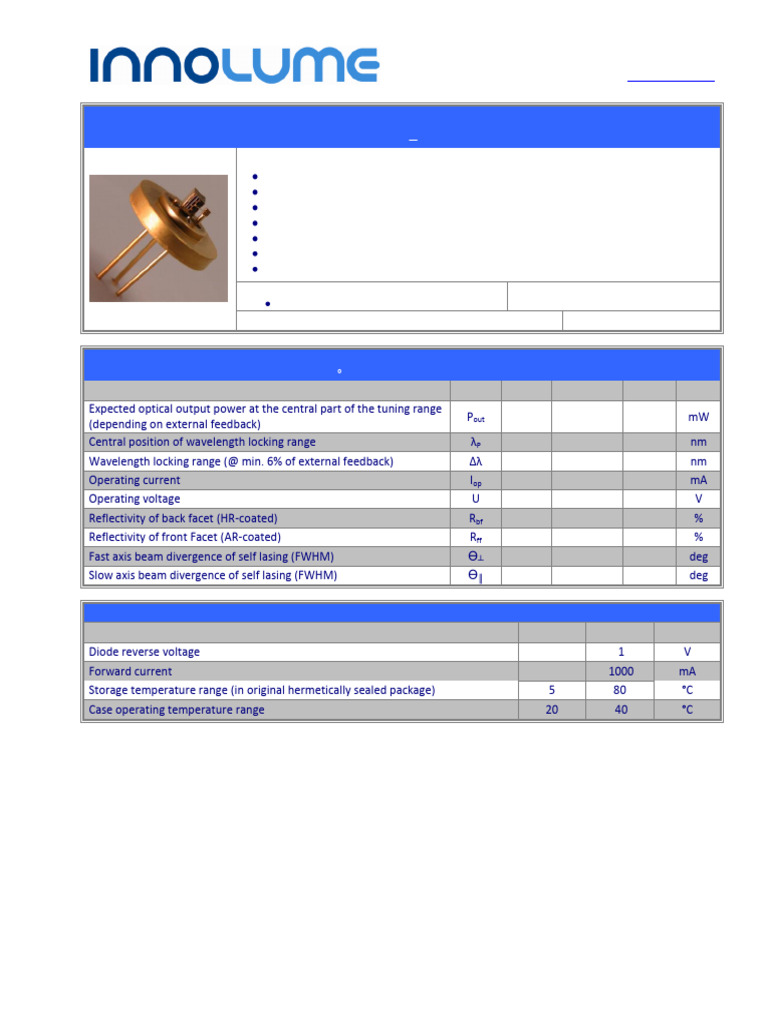 Innolume High Power Grain Chip | PDF | Laser | Optics