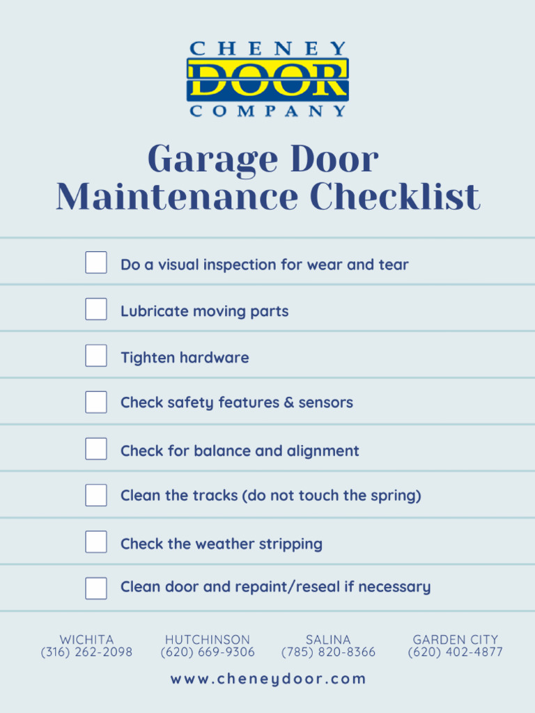 Garage Door Maintenance Checklist | PDF