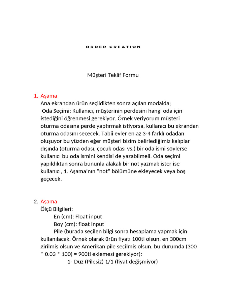Müşteri Teklif Formu | PDF