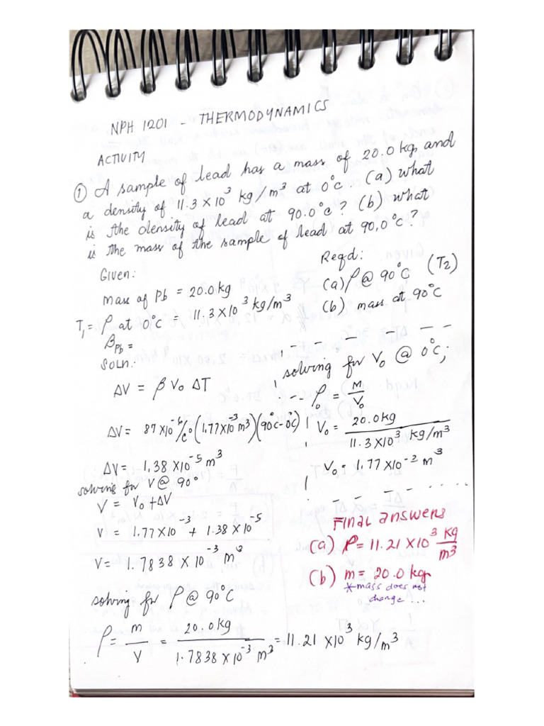 NPH-1201 - Temperature and Heat - Sample Problems | PDF