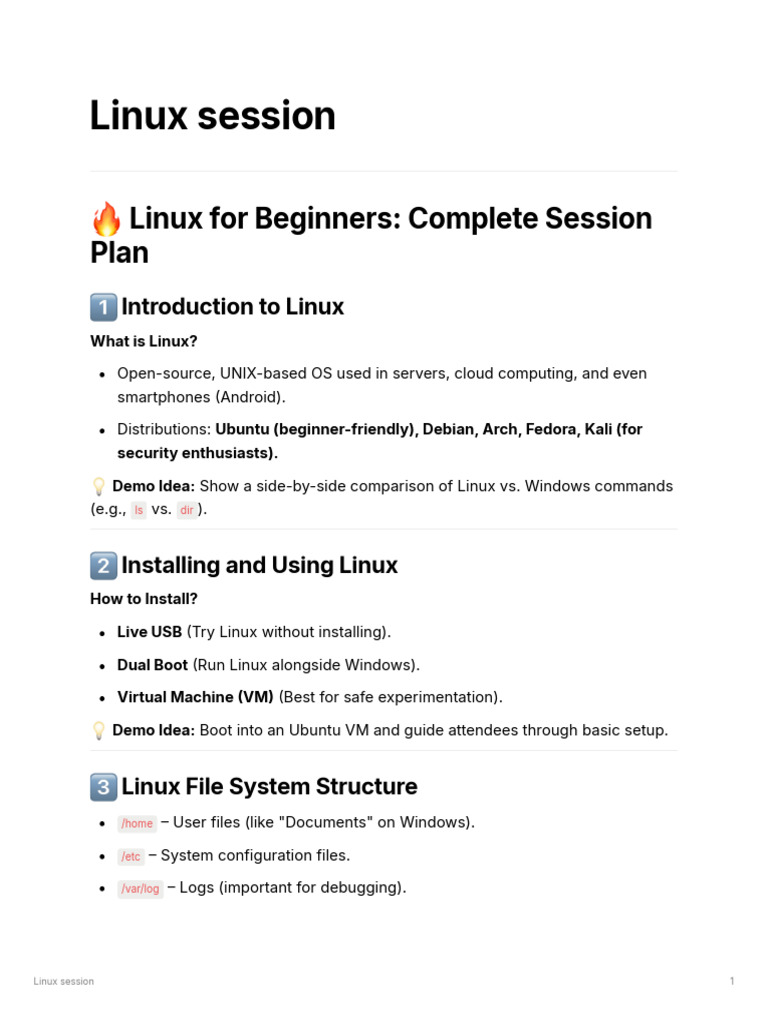 Linux Session | PDF | Computer File | System Software
