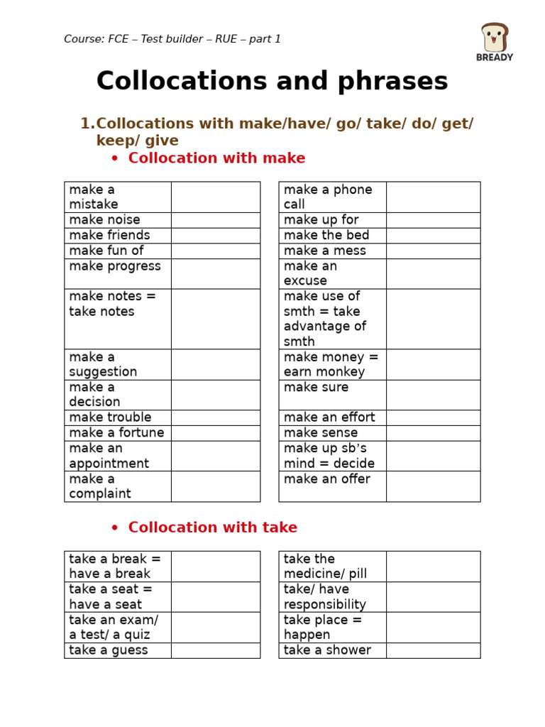 FCE - Test Builder - RUE - Collocation and Phrases | PDF