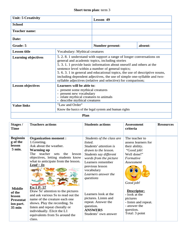 LP Excel 5 MSA Term 3 | PDF | Question | Linguistics