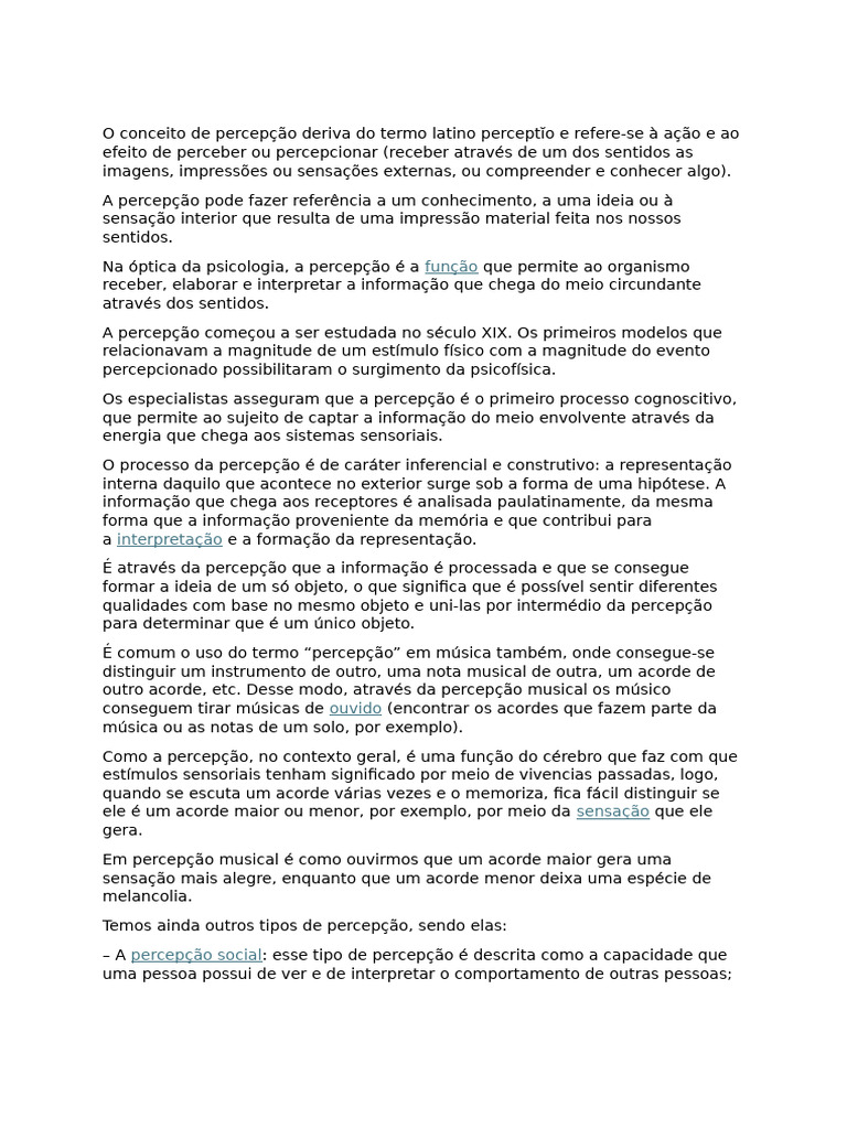 Percepsao - Salinan | PDF | Percepção | Sentidos