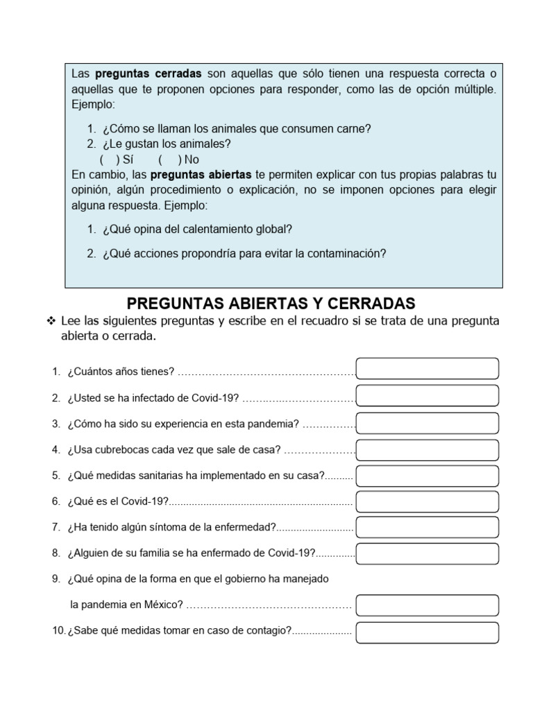 Preguntas Abiertas y Cerradas | PDF