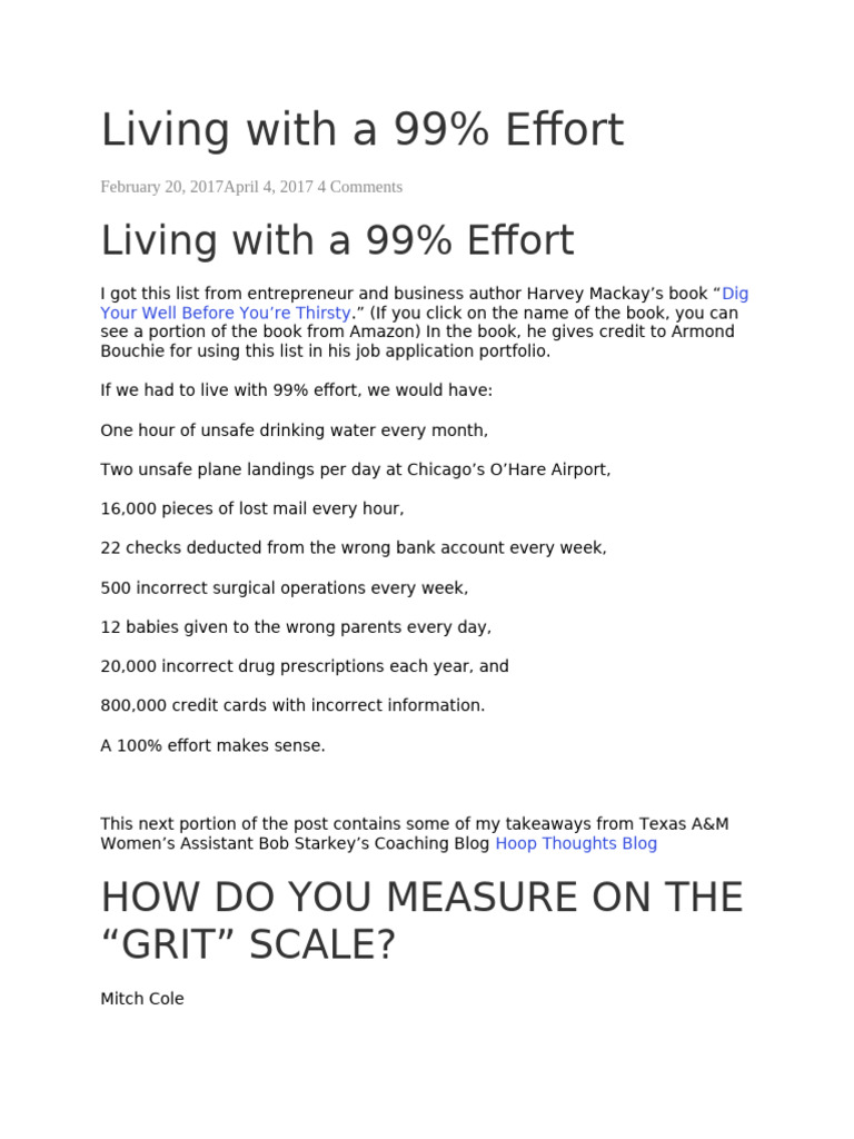 The Impact of 99% Effort and Grit | PDF | Grit (Personality Trait ...