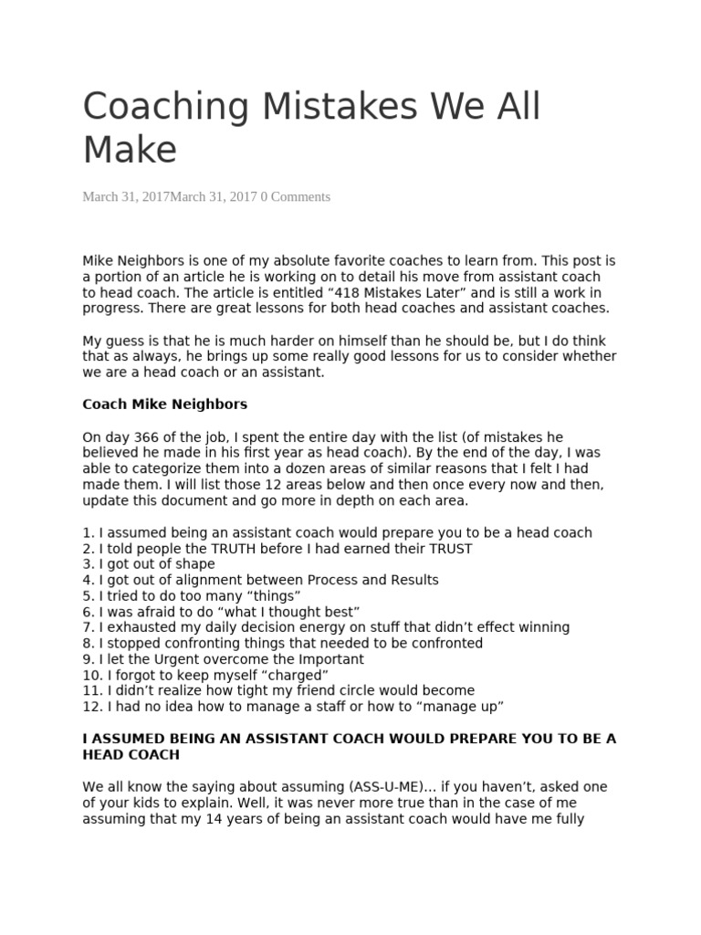 Coaching Mistakes We All Make | PDF | Truth