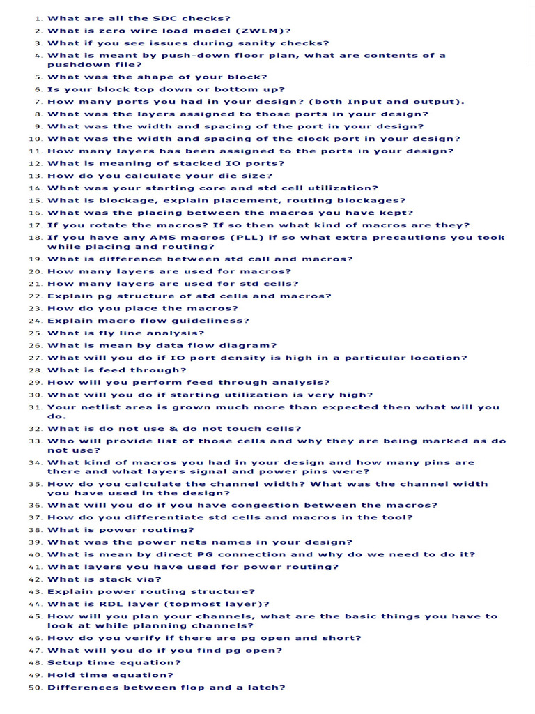 Physical Design Interview Question Part-2 | PDF