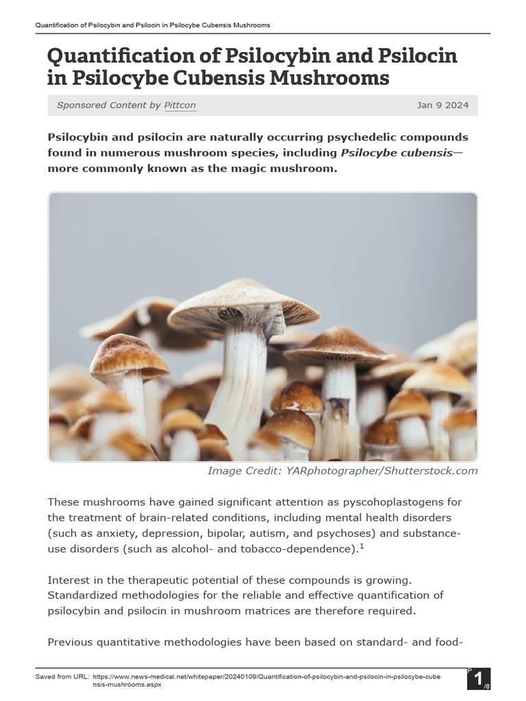 Quantification of Psilocybin and Psilocin in Psilocybe Cubensis ...