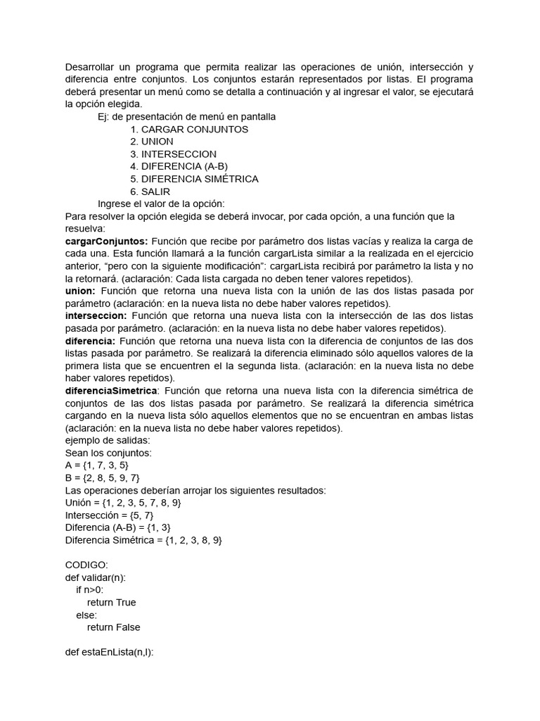 Operaciones con Conjuntos en Python | PDF | Programación de ...