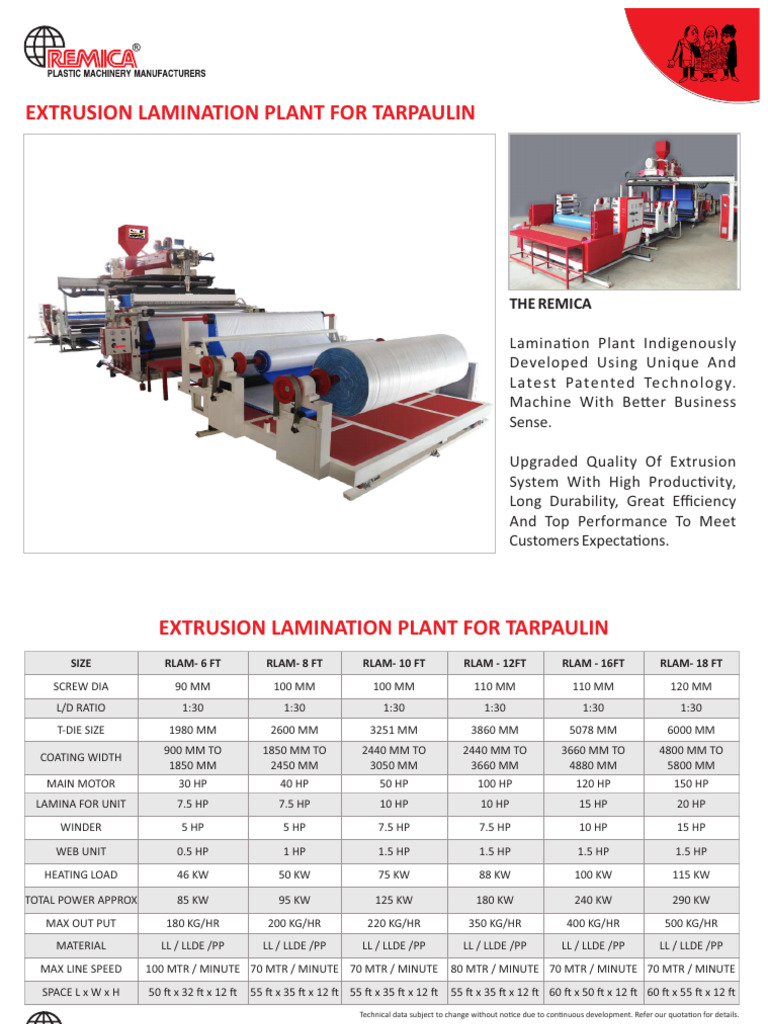 Advanced Extrusion Lamination Plant | PDF | Mechanical Engineering