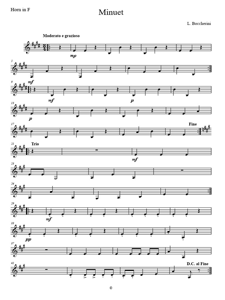 Horn in F: Boccherini Minuet | PDF