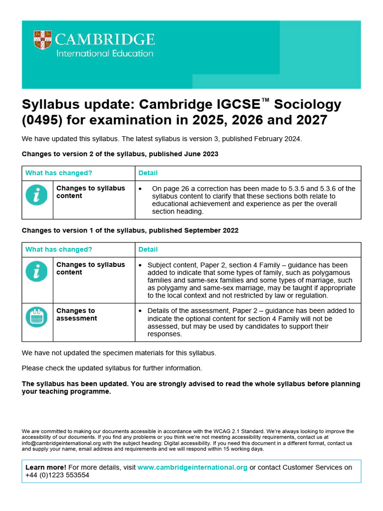 2025 2027 Syllabus Update | PDF | Accessibility