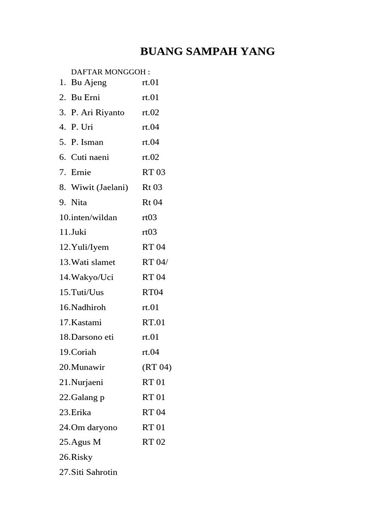Buang Sampah Yang | PDF