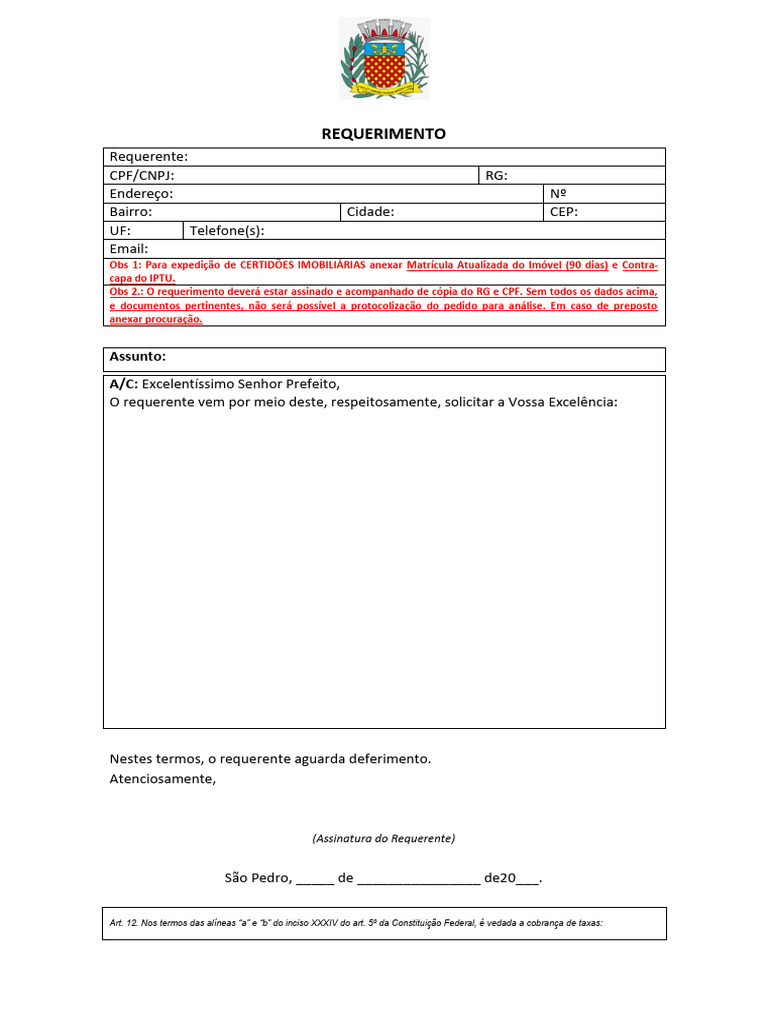 Requerimento Protocolo | PDF