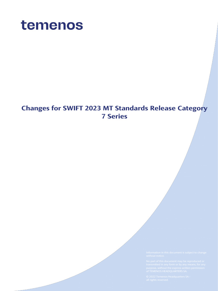 SWIFT Standards 2023 - Release Notes | PDF | Letter Of Credit | Information