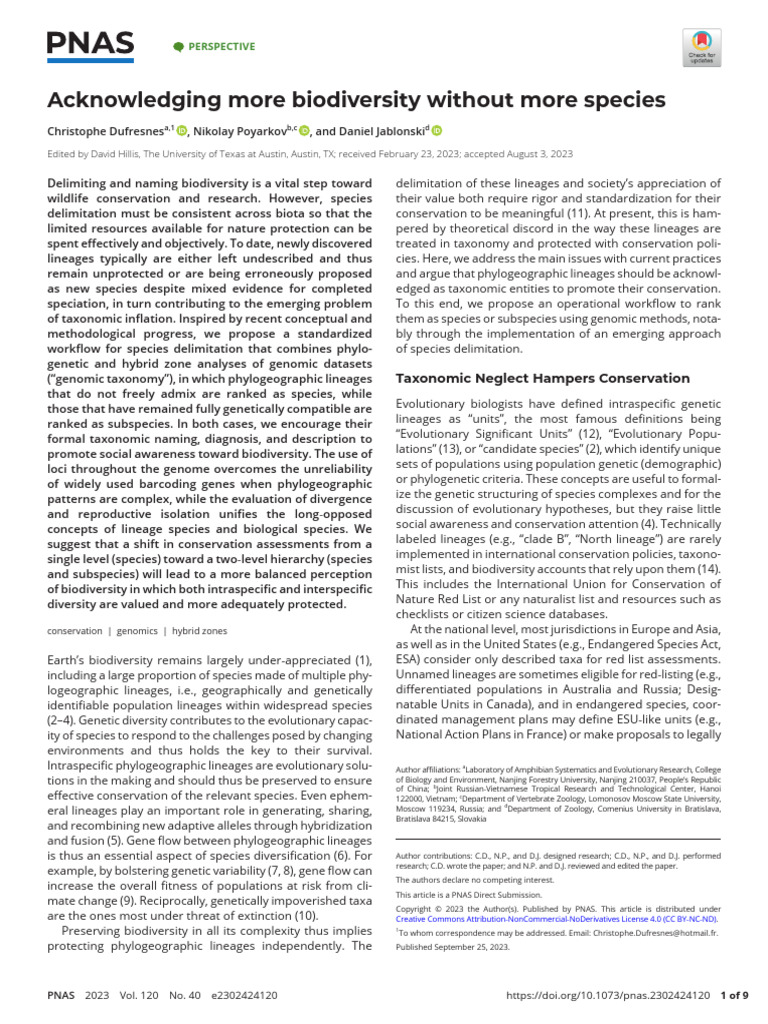 dufresnes-et-al-2023-acknowledging-more-biodiversity-without-more-species | PDF | Species ...