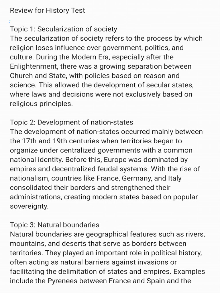 Review History Test | PDF