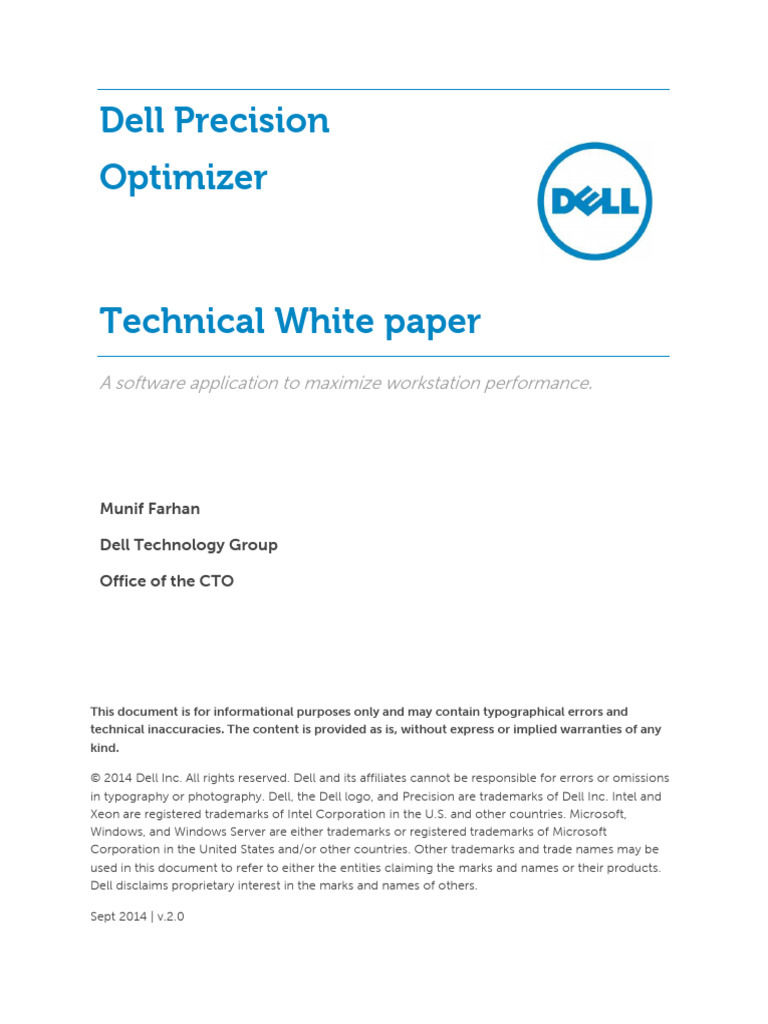 Dell Precision Optimizer Whitepaper | PDF | System | Central Processing Unit