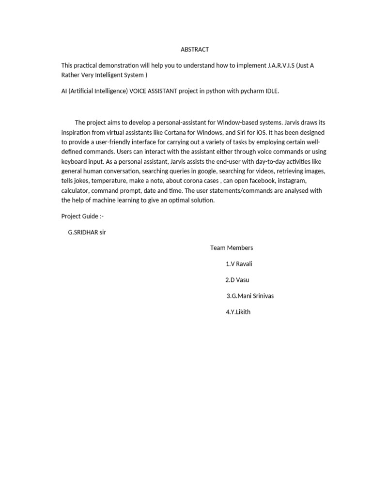 Python JARVIS AI Assistant Guide | PDF