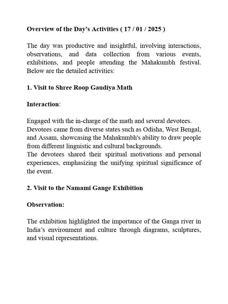 Mahakumbh Festival Activities Overview | PDF