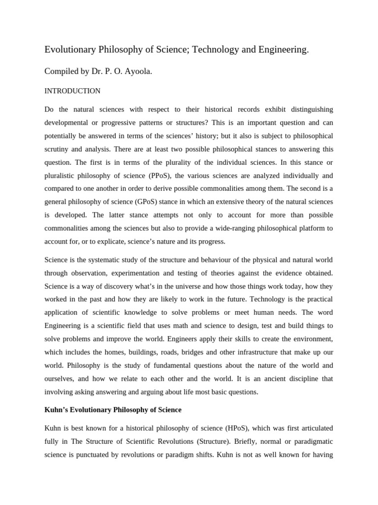 TPD 101 Evolutionary Philosophy of Science | PDF | Science | Evolution