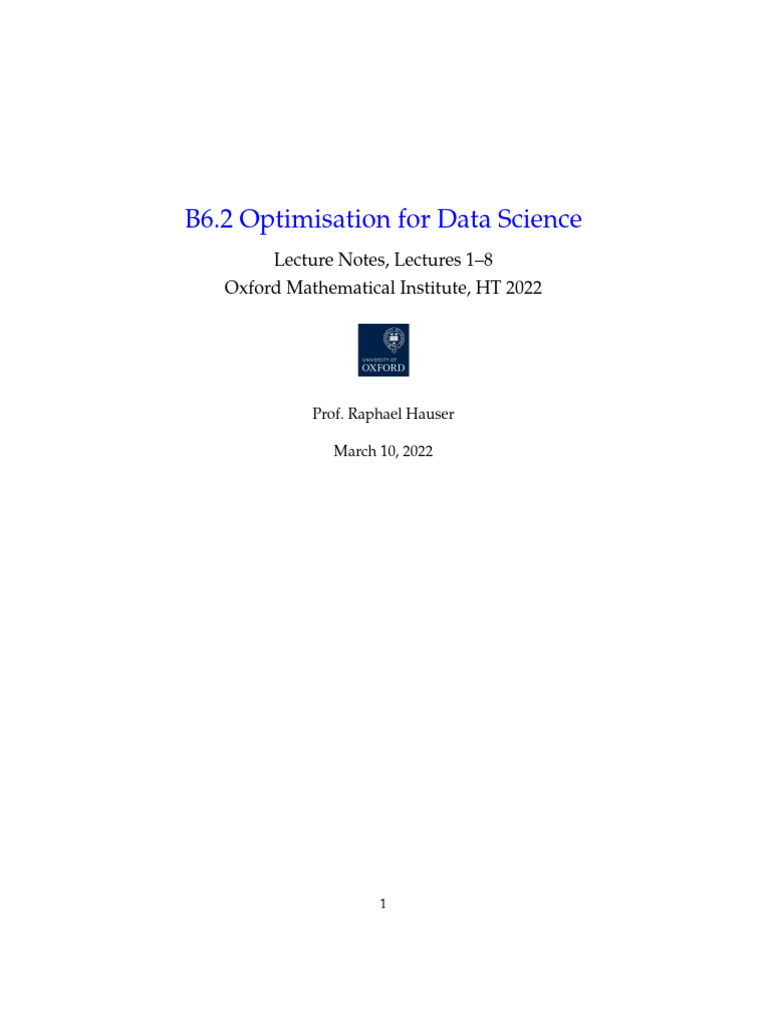 2022lectures1-8 Optimization For DataScience | PDF | Mathematical Optimization | Regression Analysis