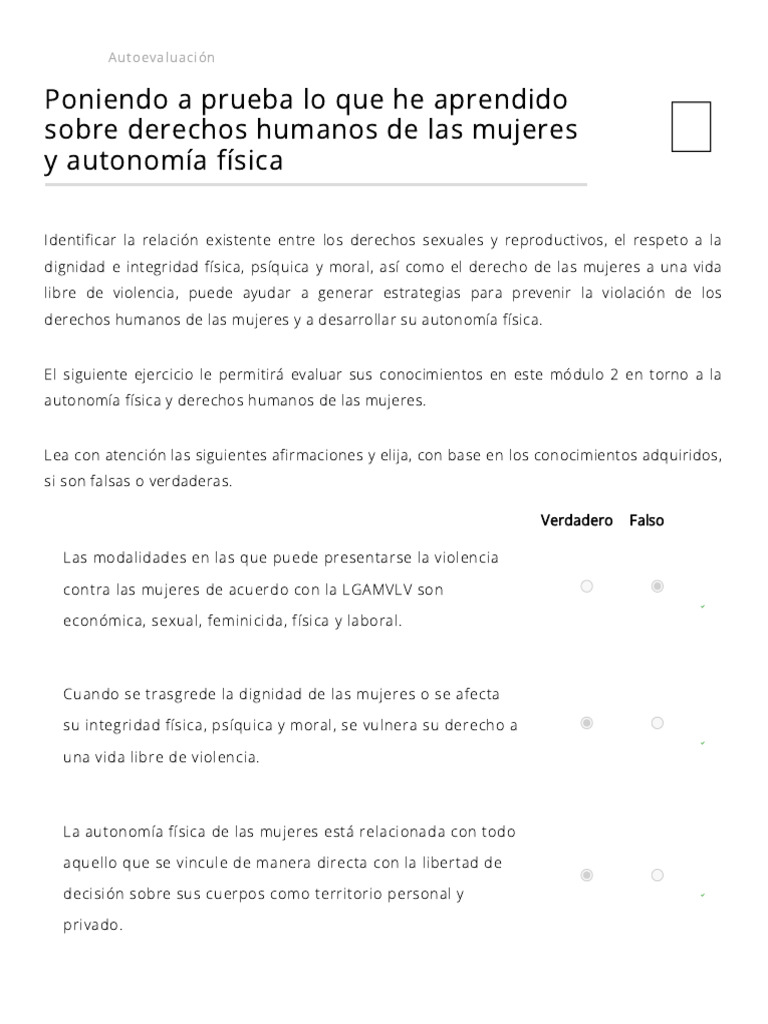 Autoevaluación. Poniendo A Prueba Lo Que He Aprendido Sobre Derechos ...