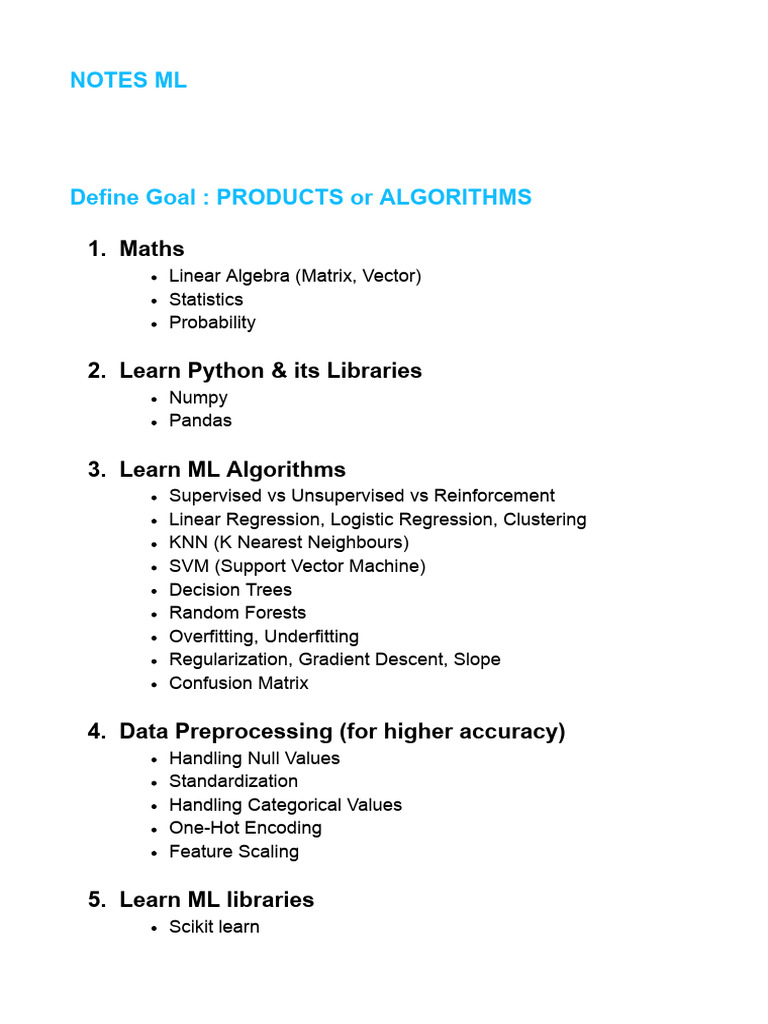 ML Learning Path for Aspiring Experts | PDF