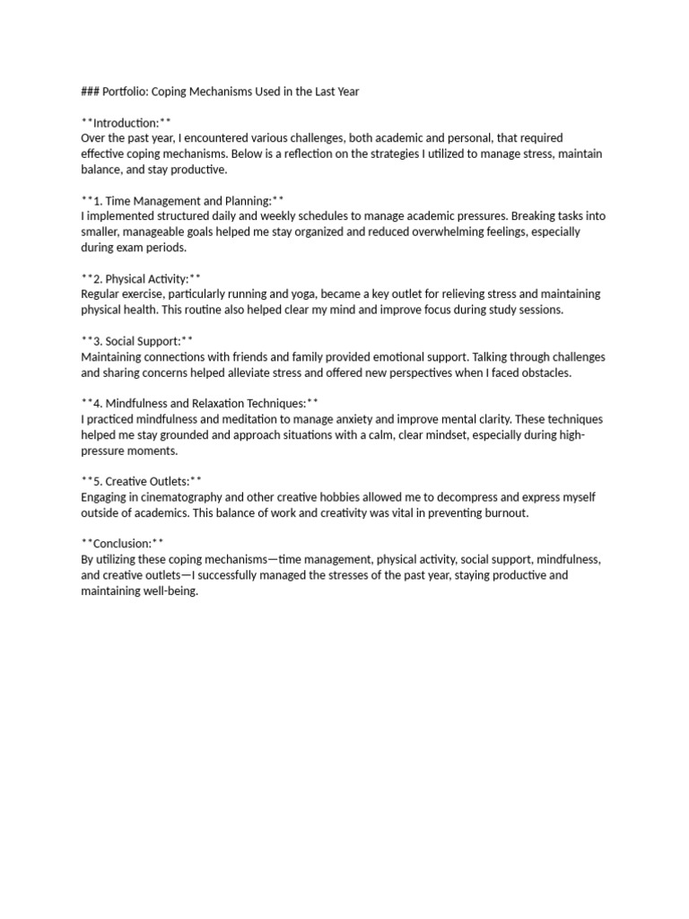 Coping Mechanisms for Stress Management | PDF