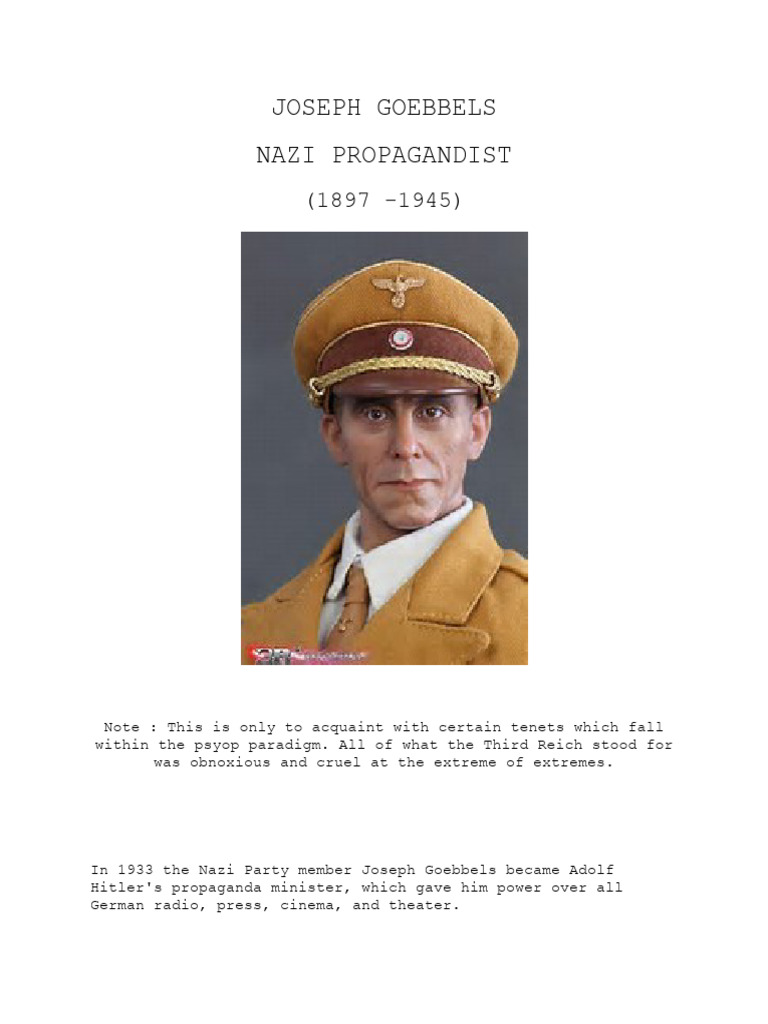 Goebbels Propaganda One C | PDF | Propaganda | Joseph Goebbels