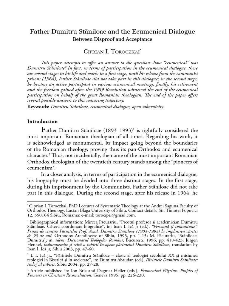 Father Dumitru Staniloae and The Ecumeni | PDF | Eastern Orthodox ...