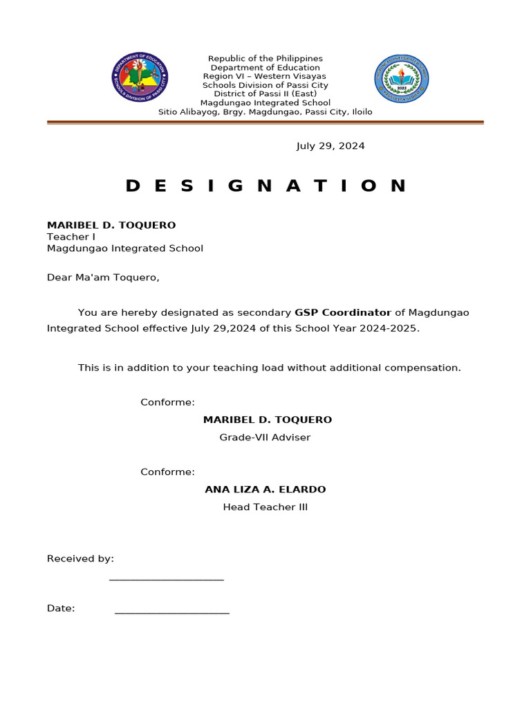 Designation Letter | PDF