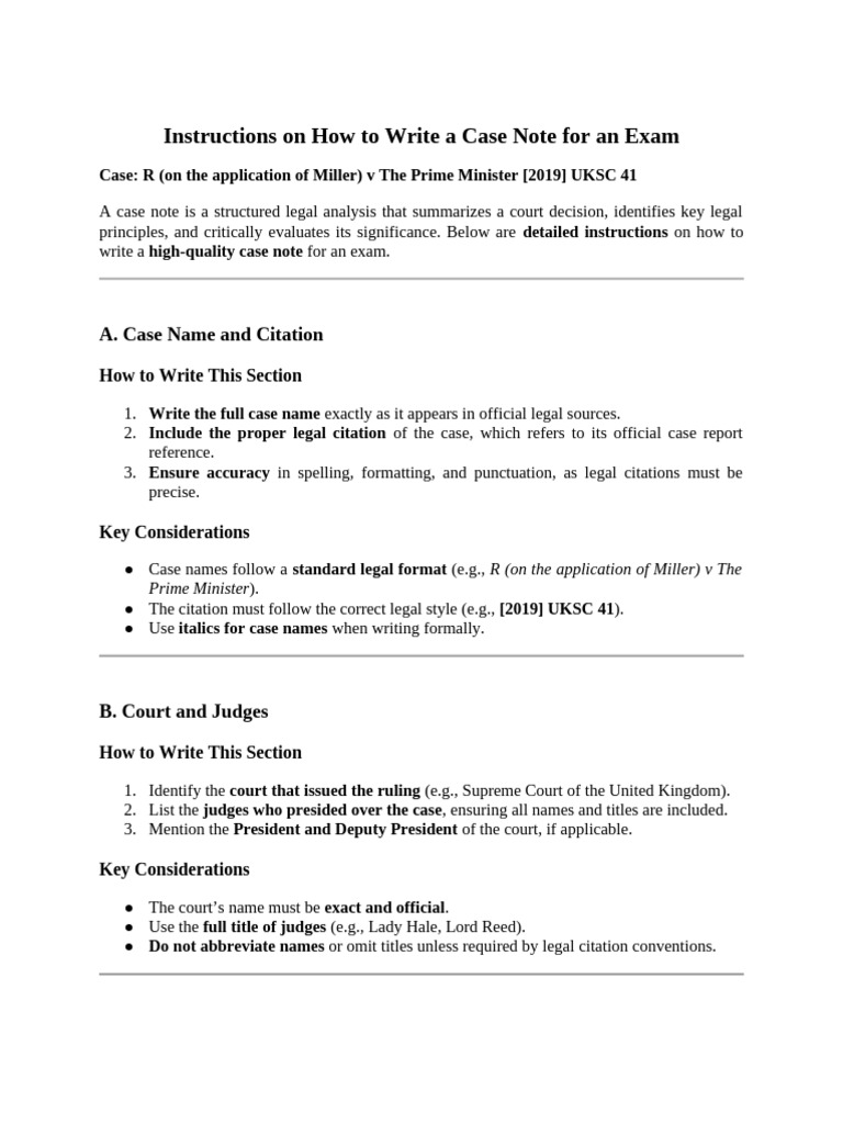 Case Note - Instructions | PDF | Precedent | Argument