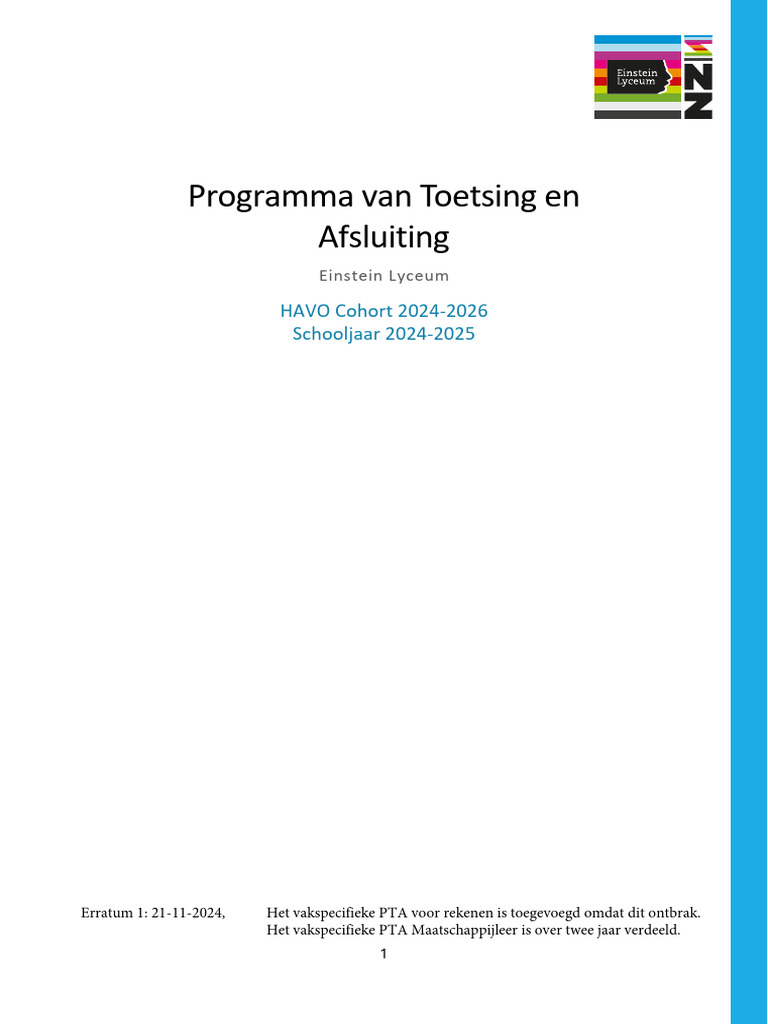 Pta Havo Cohort 2024 2026 Definitief Erratum 1 | PDF