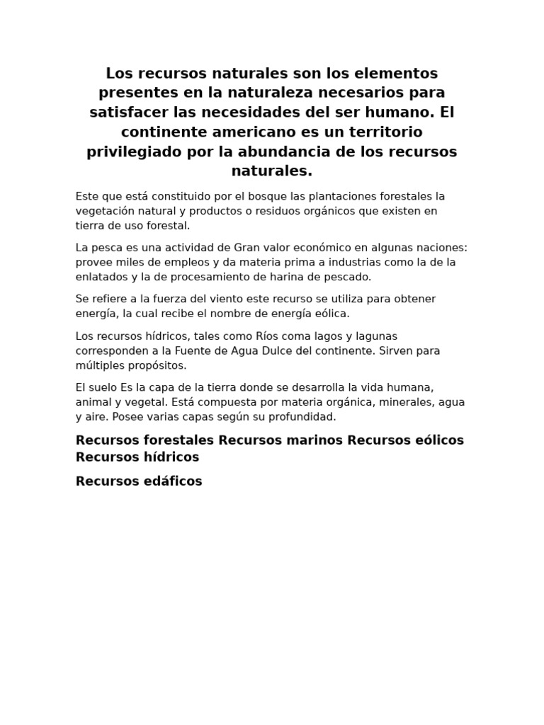 Recursos Forestales Recursos Marinos Recursos Eólicos Recursos Hídricos ...