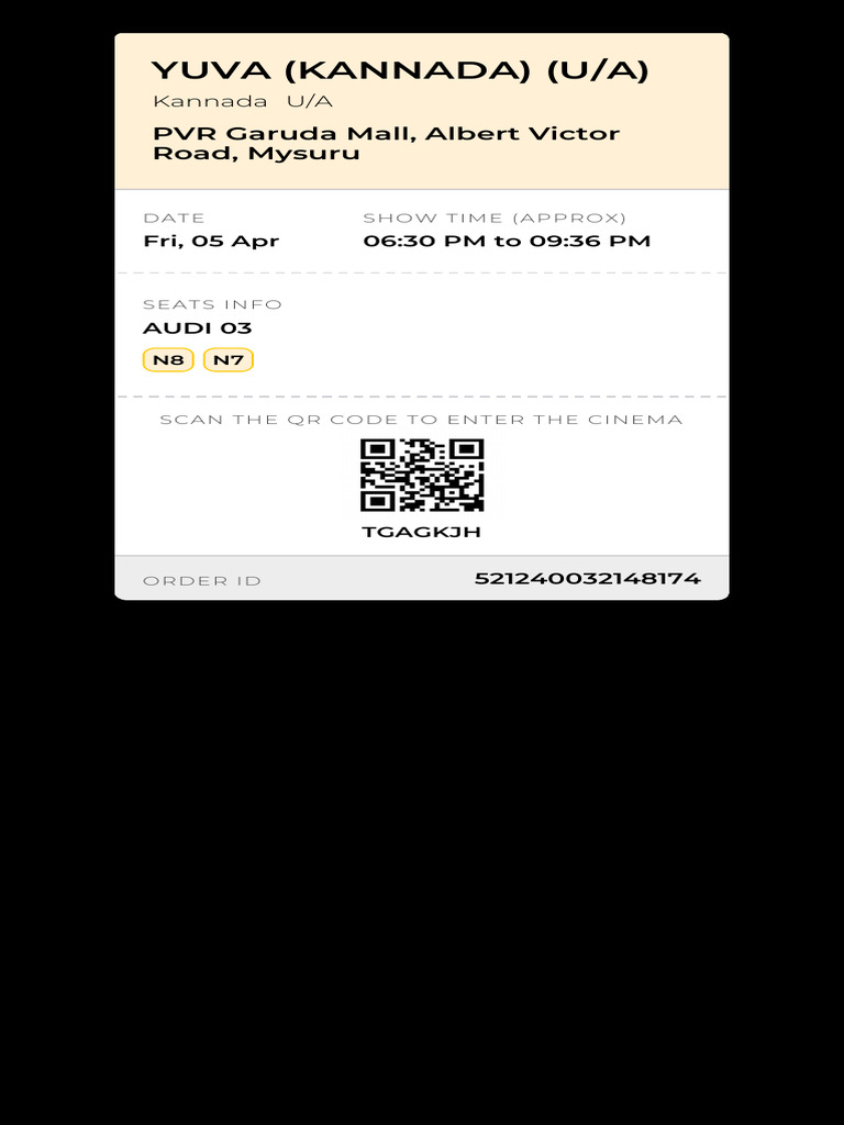 Yuva (Kannada) (U/A) : PVR Garuda Mall, Albert Victor Road, Mysuru | PDF