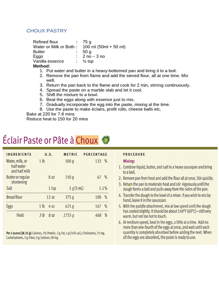 Choux Pastry Week 3 | PDF