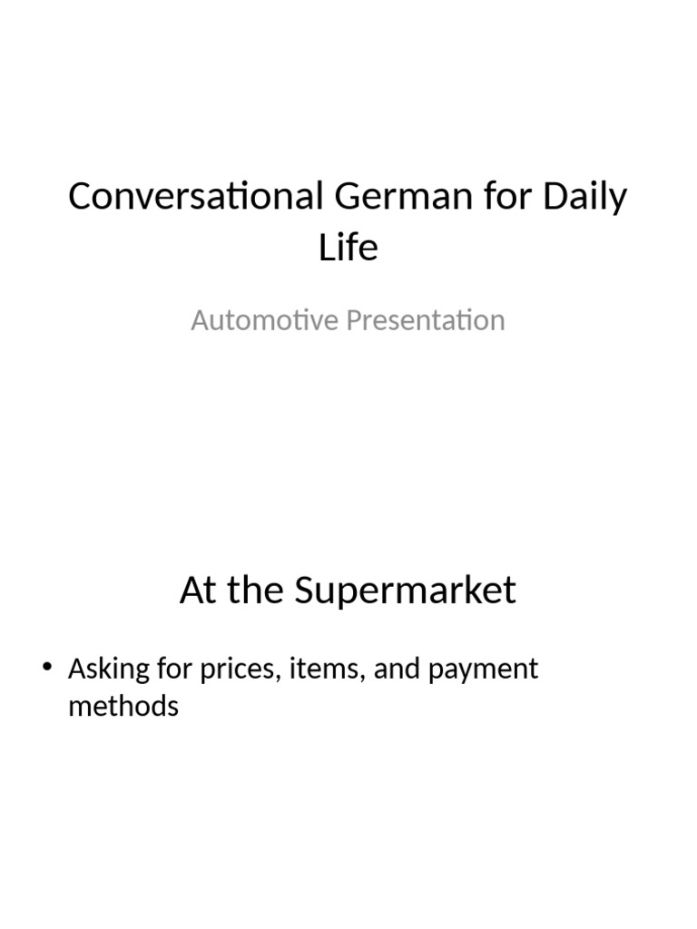 Conversational German Essentials | PDF