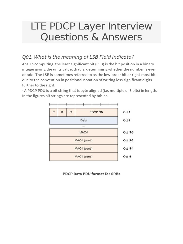 LTE PDCP Layer Interview Questions | PDF | Network Protocols | Data Transmission