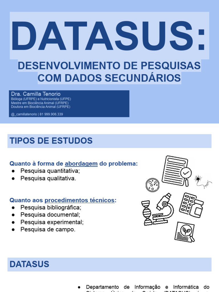 Pesquisa com Dados do DATASUS: Guia Completo | PDF | Epidemiologia ...