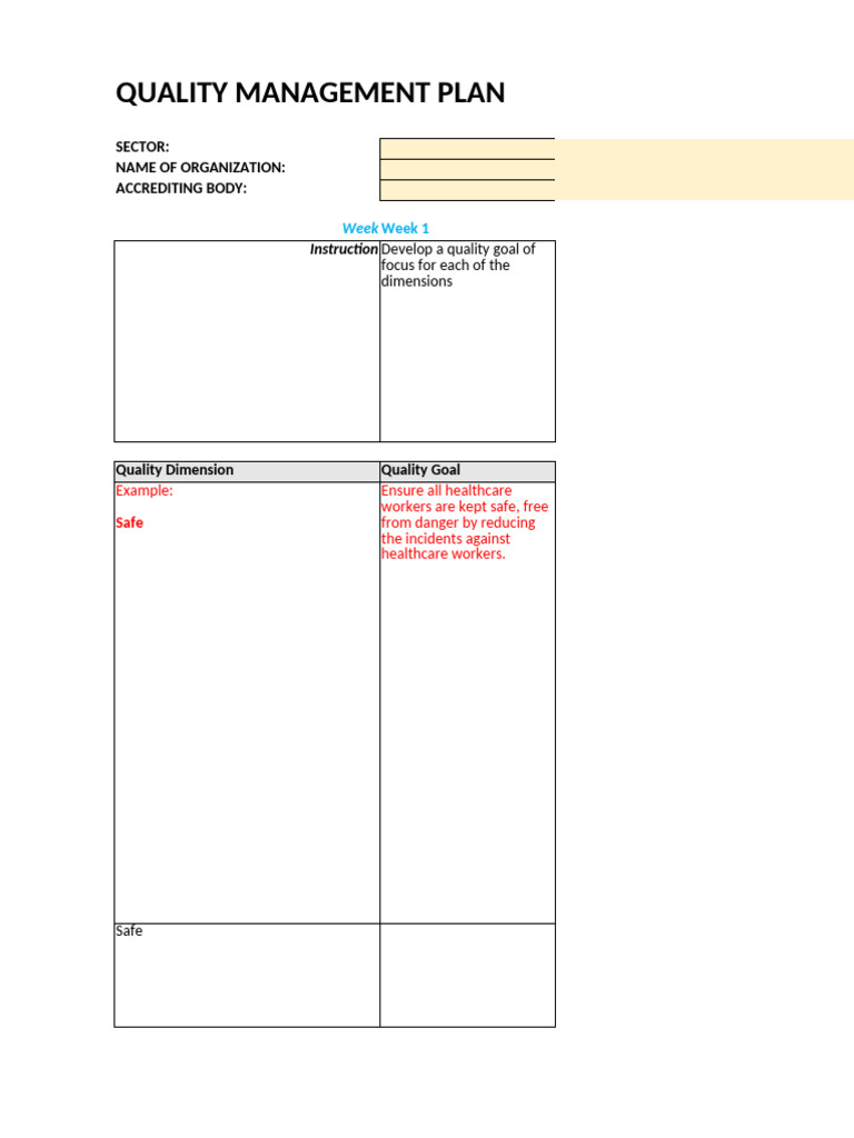 Quality Management Plan_Template | PDF | Health Care | Health Professional