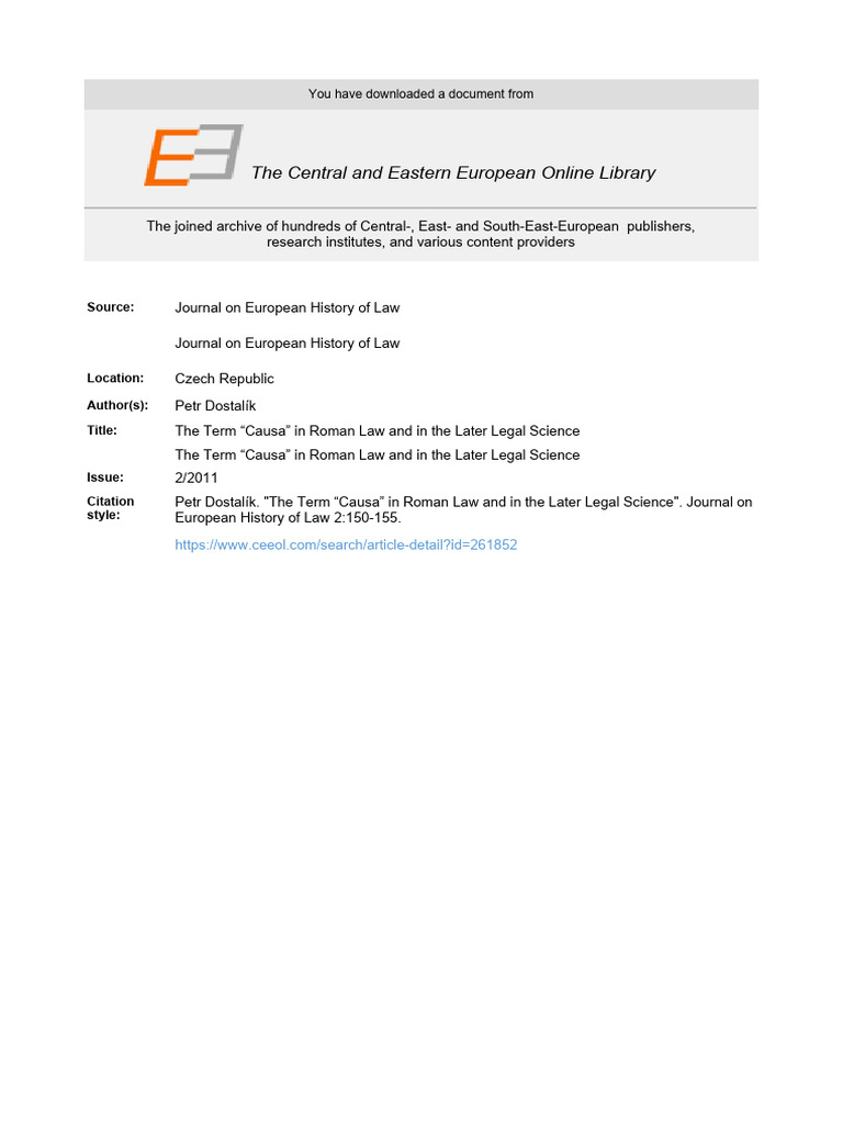 Roman Law's "Causa" Explained | PDF | Roman Law | Science