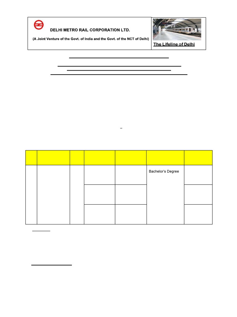 Chief Project Manager Recruitment At Dmrc Pdf